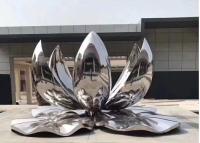 China Large Polished Stainless Steel Outdoor Lotus Flower Sculpture 200 cm Custom Size for sale