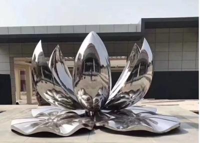 China Large Polished Stainless Steel Outdoor Lotus Flower Sculpture 200 cm Custom Size for sale