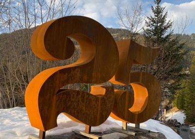 China Corten Steel Garden Number 25 Sculpture Rusty Finish 200cm Custom Size for sale