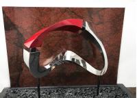 China Mirror Polished Red Painted Stainless Steel Abstract Sculpture 50cm Customizable for sale