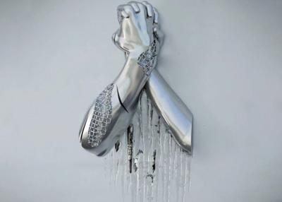 China Mirror Polished Stainless Steel Wall Sculpture Bound Metal Hands 100cm H Custom for sale