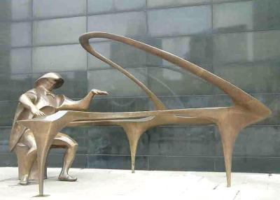 China Custom Bronze Pianist Statue 250 cm Modern Art Decoration for Garden for sale