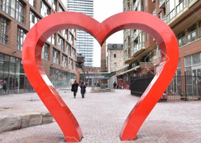 China Red Painted Heart Door Stainless Steel Sculpture 300cm Customizable Park Decoration for sale
