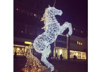China Stainless Steel Wire Horse Sculpture 200cm Height Outdoor Decoration with LED Lights for sale