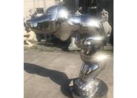 China Stainless Steel Dog Sculpture 100cm Outdoor Decoration Polished Finish for sale