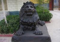 China Custom Cast Bronze Antique Sitting Lion Statue 35cm Outdoor Garden Decor for sale