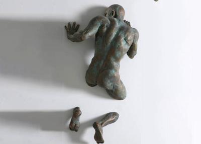 China Life Size Patina Cast Bronze Wall Mounted Man Sculpture - Custom Size Bronze Art for Indoor & Outdoor Decor for sale