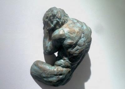 China Life Size Wall Art Decor Patina Cast Bronze Man Statue for sale