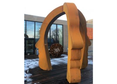 China Large Corten Steel Face Sculpture 3 Faces Outdoor Garden Art Decorative for sale