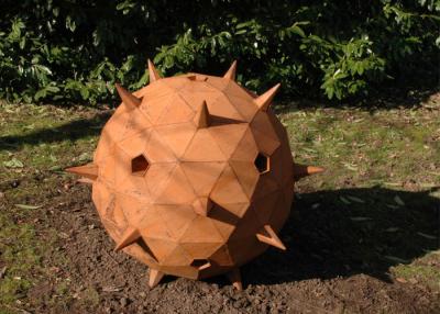 China Custom Corten Steel Rusty Garden Thorn Ball Sculpture Outdoor Decoration for sale