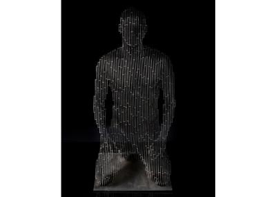 China Stainless Steel Meditator Sculpture 100cm Height Outdoor Garden Decor Laser Cut Art for sale