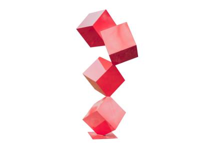 China Custom Color Painted Stainless Steel Tiered Cube Sculpture Outdoor Garden Art for sale