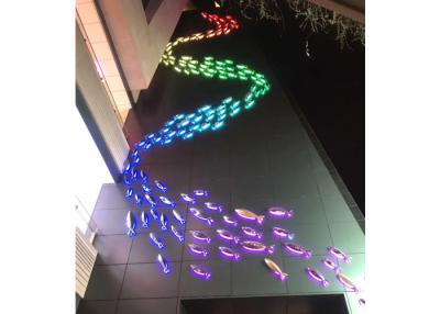China Stainless Steel Outdoor Decorative Lighting Metal Fish Sculpture Custom Size for sale