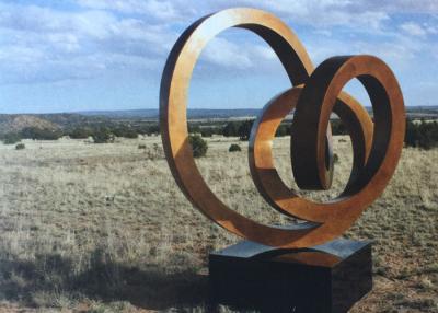 China Custom Corten Steel Abstract Sculpture Rusty Finish Granite Base 1 pc MOQ for sale