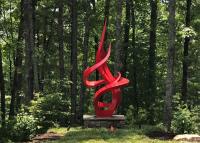 China Large Red Painted Stainless Steel Flame Sculpture - Custom Outdoor Landscape Art with 35-Day Delivery for sale