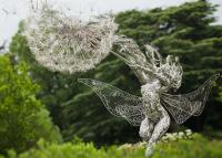 China 200cm Stainless Steel Dancing Fairy Dandelion Wire Sculpture - Outdoor Park Art with Custom Sizes for sale