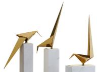 China Polished Stainless Steel Origami Crane Sculpture Custom Size Interior Decoration for sale