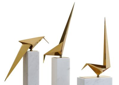 China Polished Stainless Steel Origami Crane Sculpture Custom Size Interior Decoration for sale