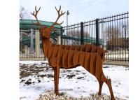 China Contemporary Corten Steel Outdoor Deer Sculpture 150cm Length with Rust Finish for Garden Decoration for sale