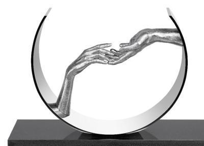 China 150cm Height Stainless Steel Love Sculpture With Granite Base for sale