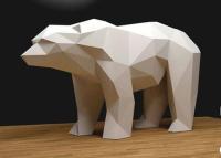 China White Painted Stainless Steel Bear Sculpture 120cm Length Outdoor Garden Decoration Art for sale