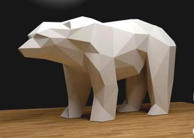 China White Painted Stainless Steel Bear Sculpture 120cm Length Outdoor Garden Decoration Art for sale