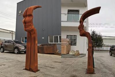 China 3m Corten Steel Rustic Metal Face Sculpture for Garden Decor Custom Size for sale