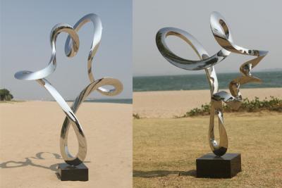 China 120cm Polished 316 Stainless Steel Abstract Art Sculpture for Outdoor Decor for sale
