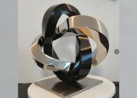 China Abstract Black Polished Granite 316 Stainless Steel Sculpture 41cm High for sale
