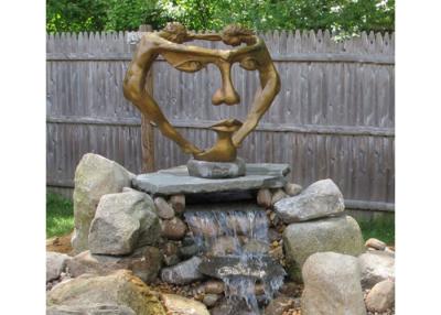 China Bronze Man and Woman Dancing Water Fountain 150cm Height Outdoor Garden Art for sale