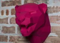 China Rose Painted Stainless Steel Leopard Sculpture 50cm Height for sale