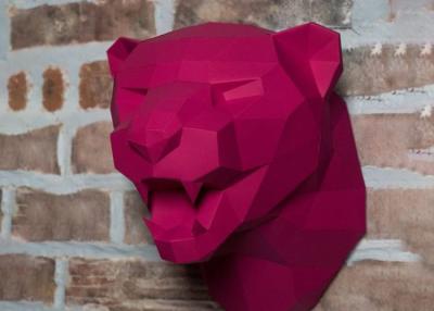 China Rose Painted Stainless Steel Leopard Sculpture 50cm Height for sale