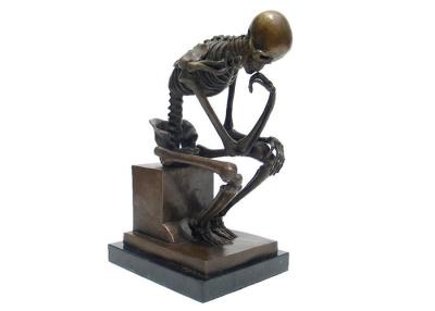 China Life Size Bronze Sitting Pondering Man Statue Antique Finish Custom Size for sale