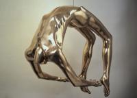 China Stainless Steel Gymnast Sculpture 150cm Polished Finish Outdoor Indoor Decoration for sale