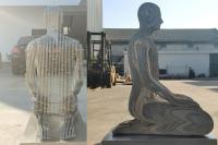 China Modern Brushed Stainless Steel 316 Kneeling Man Statue for sale