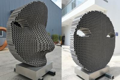 China Matt Finish Stainless Steel Abstract Face Sculpture 200cm High Outdoor for sale