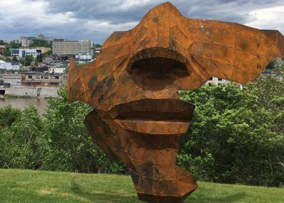 China Corten Steel Face Sculpture Custom Size Rusty Finish Outdoor Landscape Art for sale