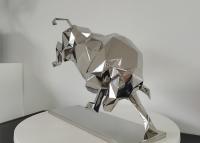 China Mirror Polished Stainless Steel Bull Sculpture Custom Size Interior Decoration ODM OEM for sale
