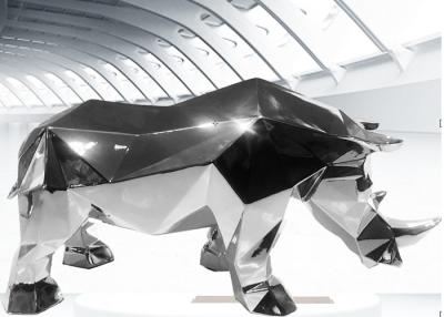 China Custom Mirror Polished Stainless Steel Rhino Sculpture for sale