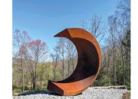 China 250cm Corten Steel Moon Sculpture for Garden Decoration Rusty Finish for sale