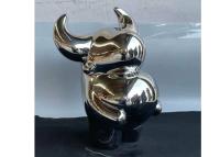 China Polished 316 Stainless Steel Fat Ox Sculpture 40cm Home Decor for sale