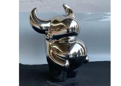 China Polished 316 Stainless Steel Fat Ox Sculpture 40cm Home Decor for sale