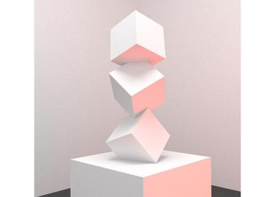 China 304 Stainless Steel Geometric Square Sculpture 100cm Height with White Painted Finish for Outdoor Decor for sale