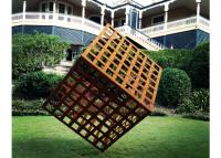China Corten Steel Geometric Sculpture 200cm Height Rusty Finish Garden Decoration for sale