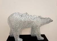 China Modern Stainless Steel Polar Bear Sculpture 100cm High for sale