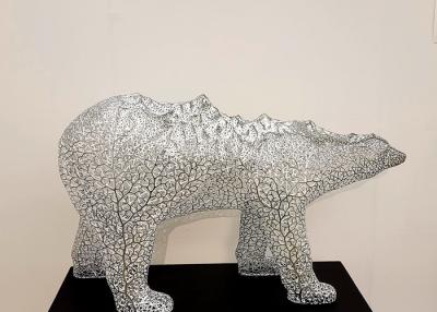 China Modern Stainless Steel Polar Bear Sculpture 100cm High for sale