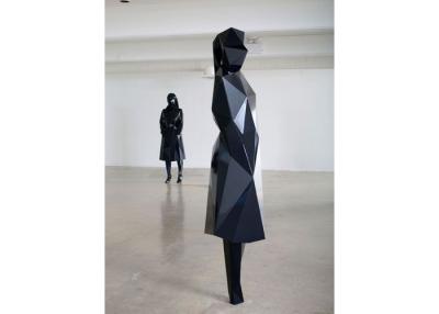 China Life Size Painted Geometric Stainless Steel Standing Girl Sculpture Custom 180cm for sale
