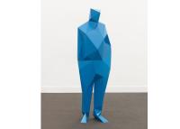China Urban Landscape Blue Painted Stainless Steel 3D Man Statue for sale