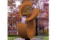 China Modern Corten Steel Water Feature Garden Fountain 2C Shape 200cm H for sale