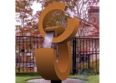 China Modern Corten Steel Water Feature Garden Fountain 2C Shape 200cm H for sale